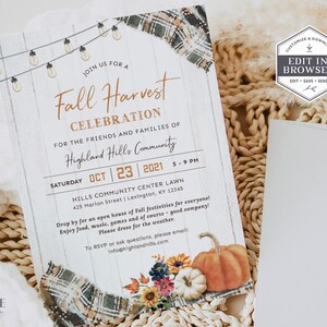 Fall Harvest Party Invitation Fall Fest Fall Community | Etsy