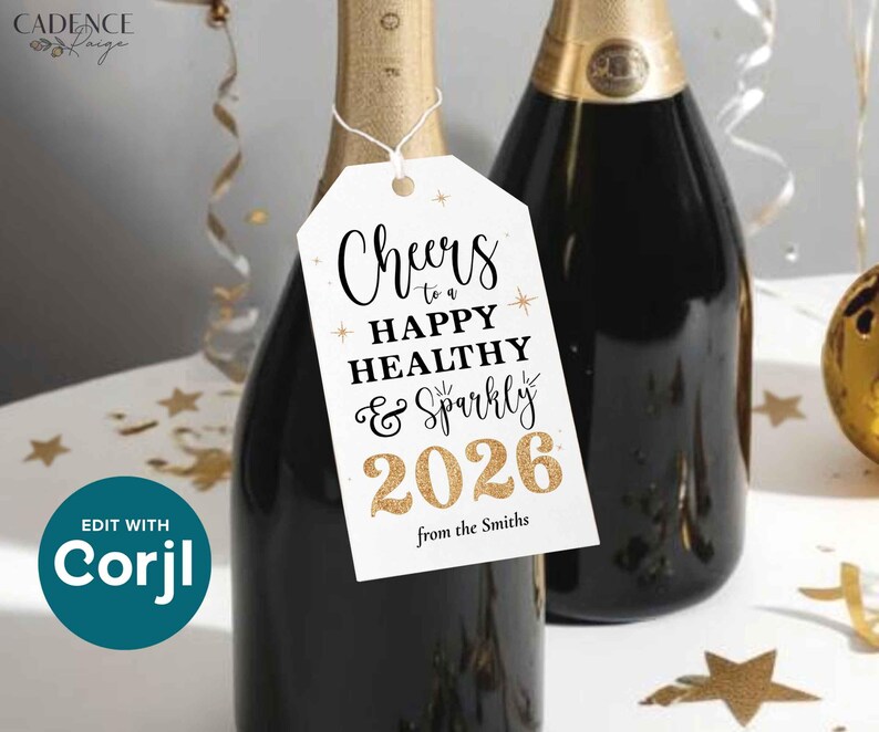 Happy New Year Gift Tag, Printable New Years Tag, Editable New Years ...