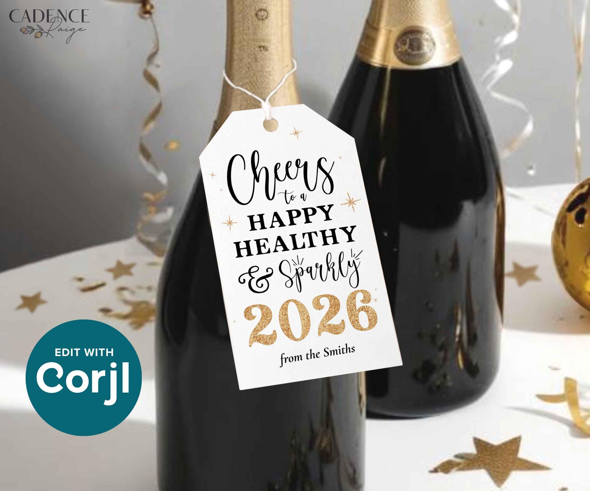 Happy New Year Gift Tag, Printable New Years Tag, Editable New Years ...