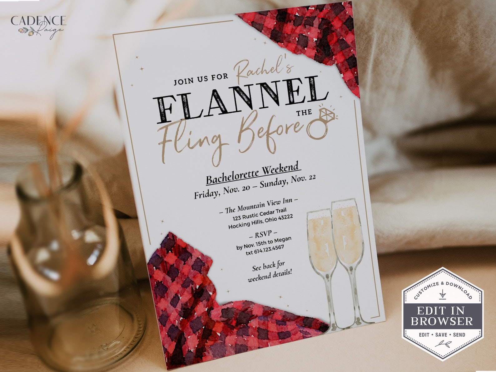 Flannel Fling Bachelorette Party Invitation Plaid - Etsy