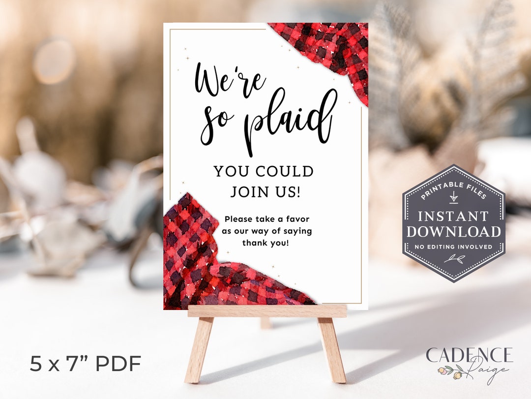 Buffalo Plaid Favor Sign: Flannel & Fizz, 5x7 Printable (PDF) - Etsy