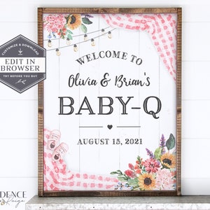 Pink Babyq Welcome Sign Baby-q Shower Sign BBQ Baby Shower - Etsy