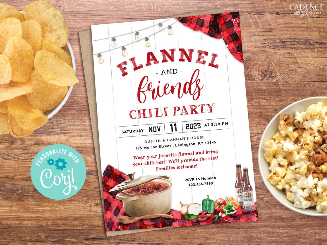 Chili Cook off Invitation, Chili Party, Chili Potluck Party Invitation ...