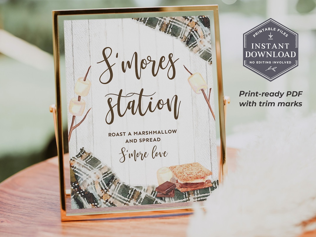 8 X 10 S'mores Sign, S'mores Station Sign, Smores Bar, Printable S ...