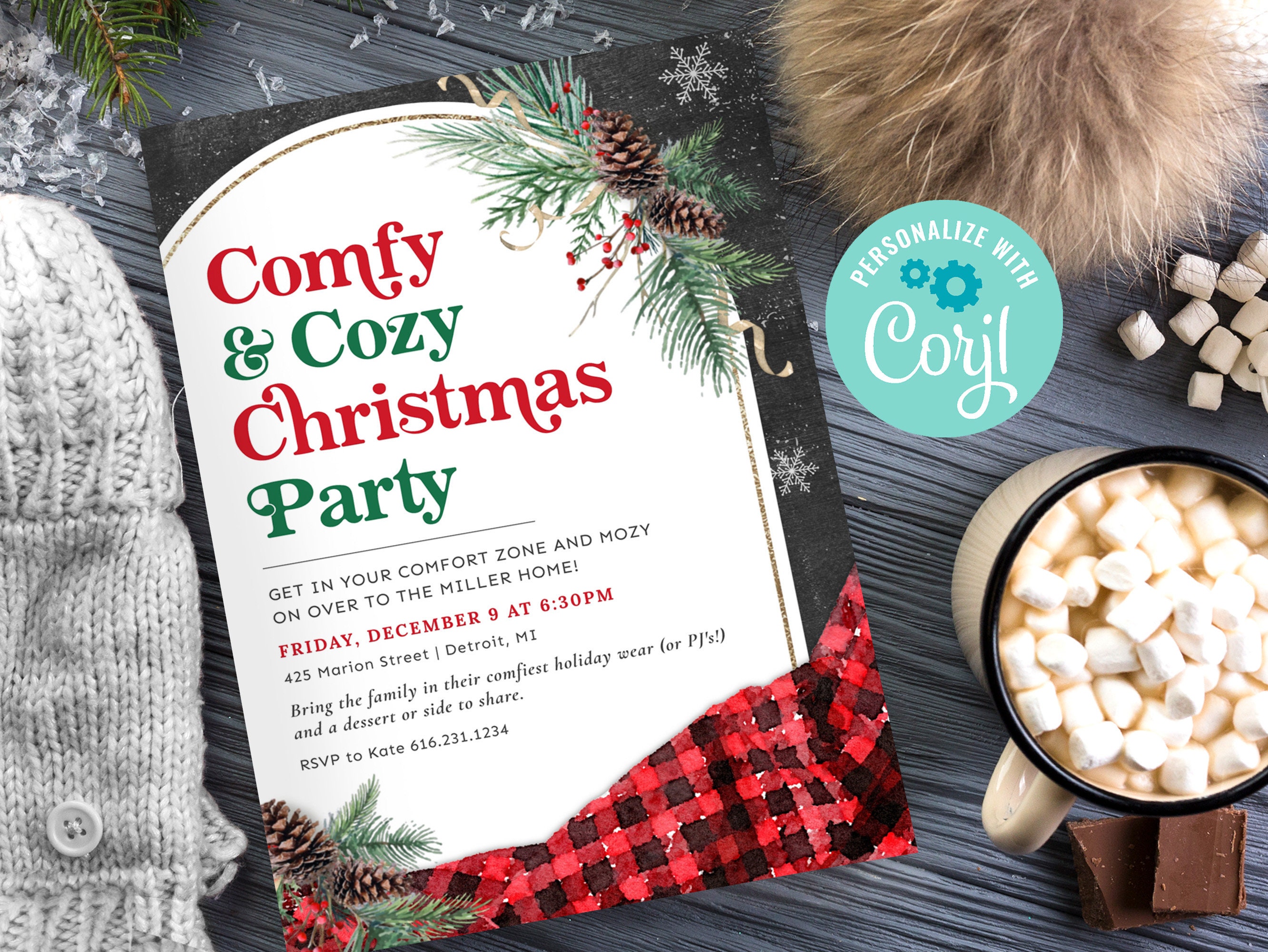 Cozy Christmas Party Invitation, Family PJ Christmas Party Invitation ...