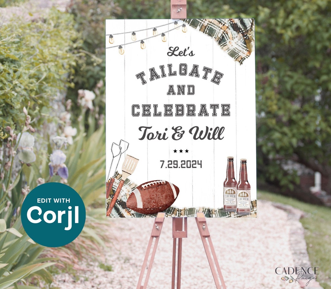 Tailgate and Celebrate Welcome Sign, Tailgate Couples Shower Welcome ...