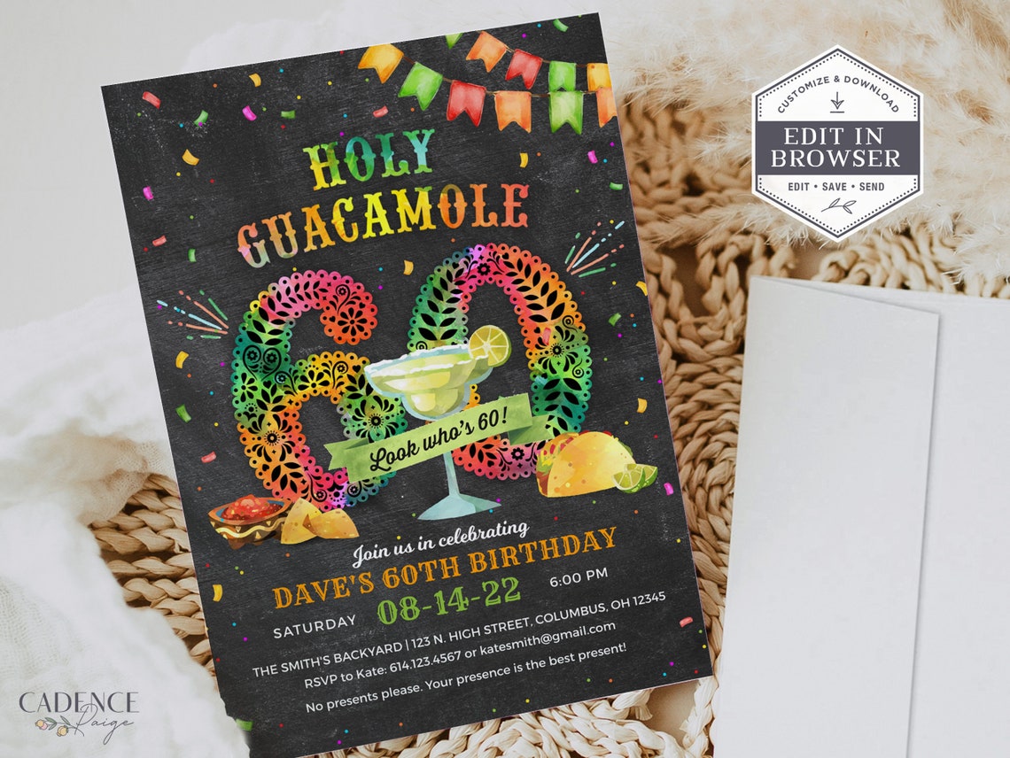 60th Birthday Party Invitation 60th Fiesta Invite for a Man - Etsy