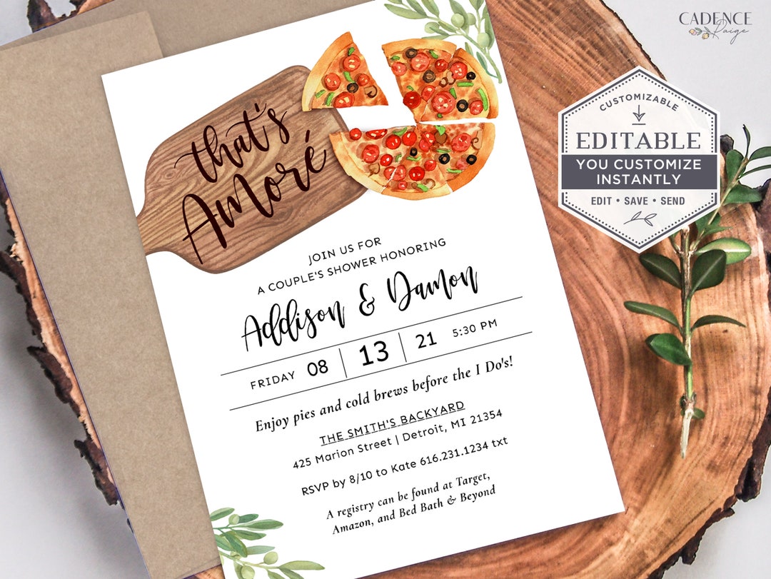 Pizza Couples Shower Invitation Italian Couples Shower - Etsy