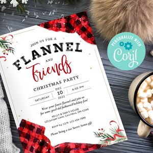 Flannel and Friends Holiday Party Invitation, Casual Holiday Party, Fun ...