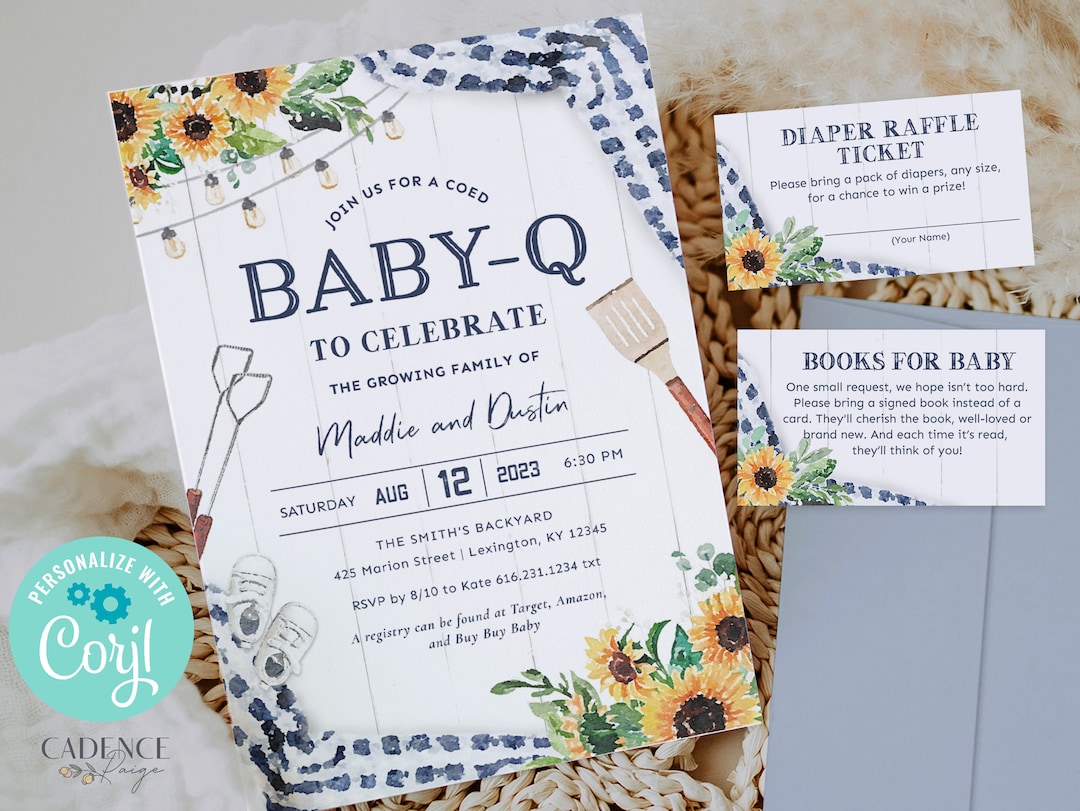 Navy Babyq Shower Invitation, Gender Neutral Baby-q Invite, Couples ...