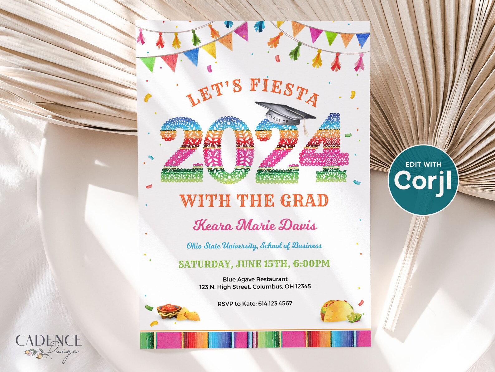 Graduation Party Fiesta Invitation for Mexican Theme Grad Party Invite ...