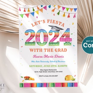 Graduation Party Fiesta Invitation for Mexican Theme Grad Party Invite ...