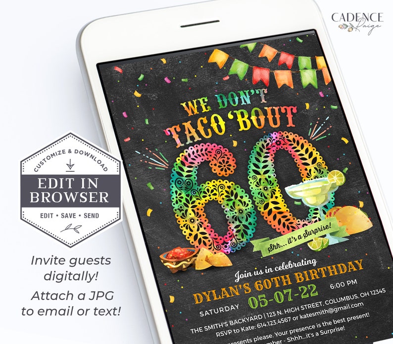 Surprise 60th Birthday Party Invitation 60th Fiesta Invite - Etsy