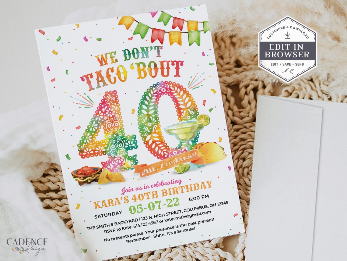 40th Birthday Party Invitation Fun 40th Birthday Party - Etsy