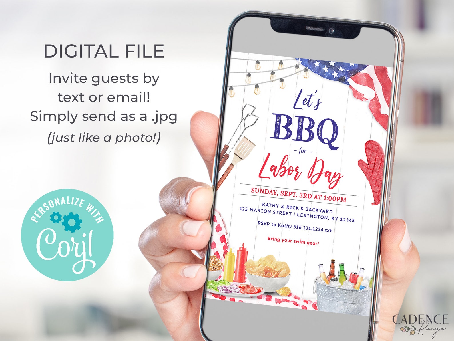 Labor Day BBQ Invitation, Digital Labor Day Party Invitation, Summer ...