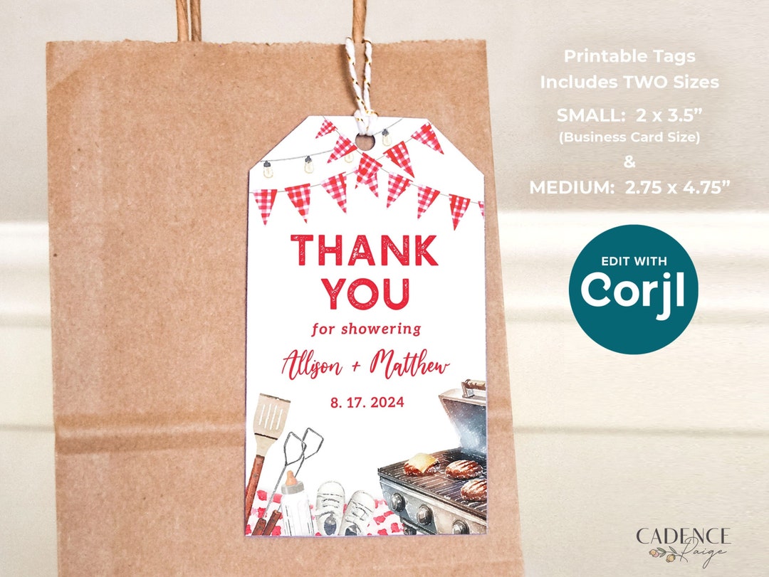 Printable Babyq Favor Tags Bun in the Oven Baby Shower BBQ Favors Tags ...