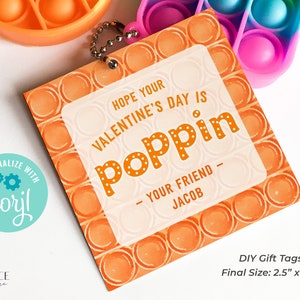 Valentine's Day Pop It Tags, Classroom Valentines, Printable Pop It ...
