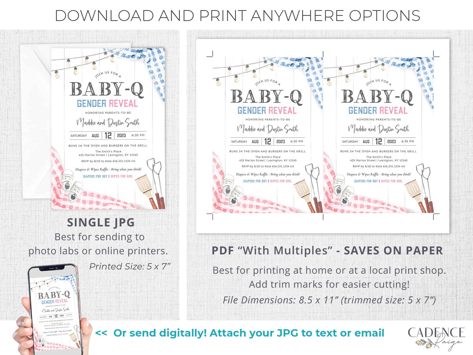 Gender Reveal Babyq Invitation, Digital Gender Reveal BBQ Invite ...