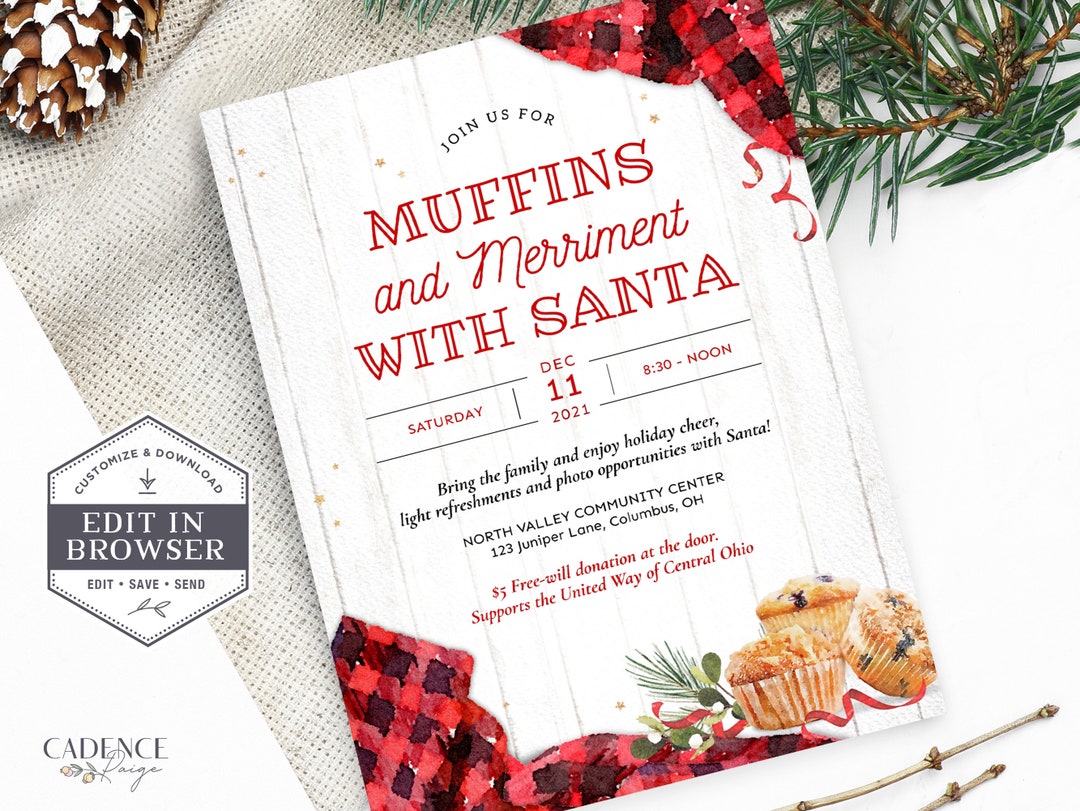 Breakfast With Santa Invitation Photos With Santa Invite - Etsy