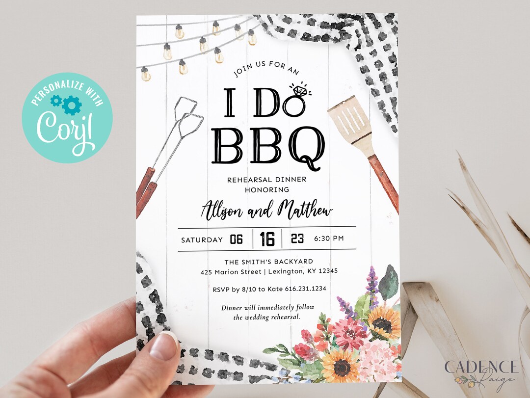 I Do BBQ Invitation, I Do BBQ Rehearsal Dinner Invitation, Backyard BBQ ...