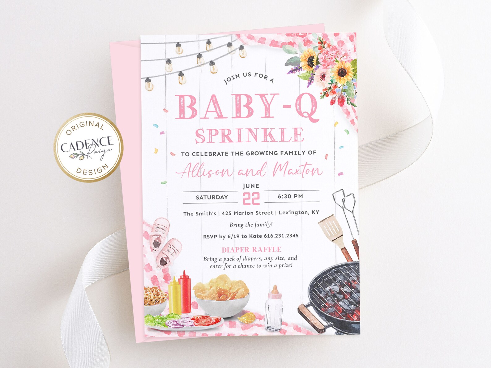 Baby-q Sprinkle Invitation, Pink Baby Sprinkle Invitation, Babyq Baby ...