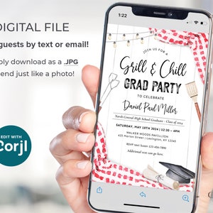Grill and Chill Graduation Party Invitation for BBQ Grad Party Invite ...