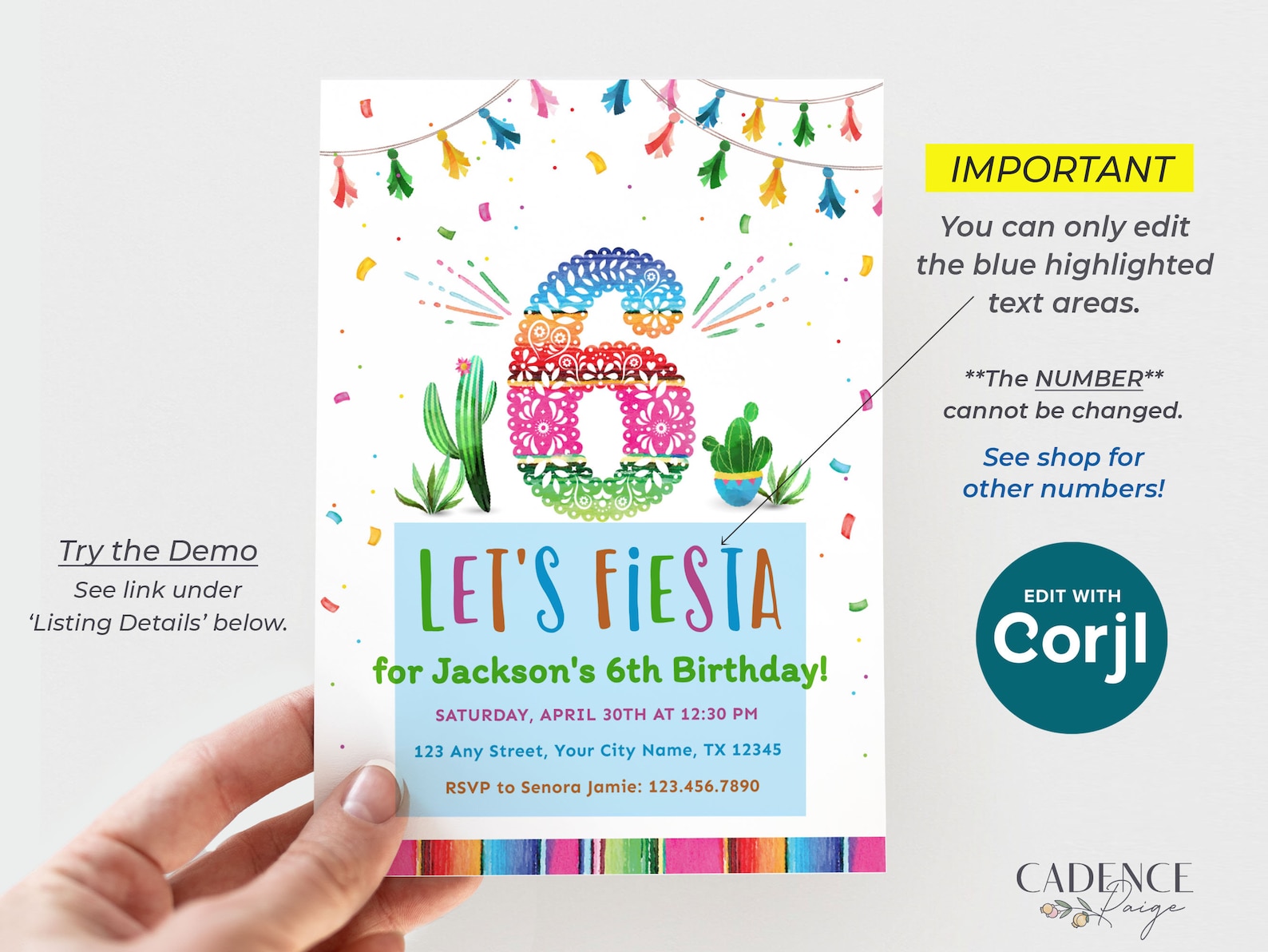 6th Birthday Party Invitation for 6th Birthday Fiesta Birthday Invite ...