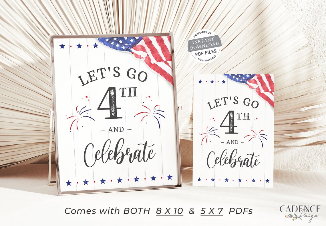4th of July Party Sign, Welcome Sign for 4th of July Printable Let's Go ...