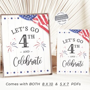 4th of July Party Sign, Welcome Sign for 4th of July Printable Let's Go ...