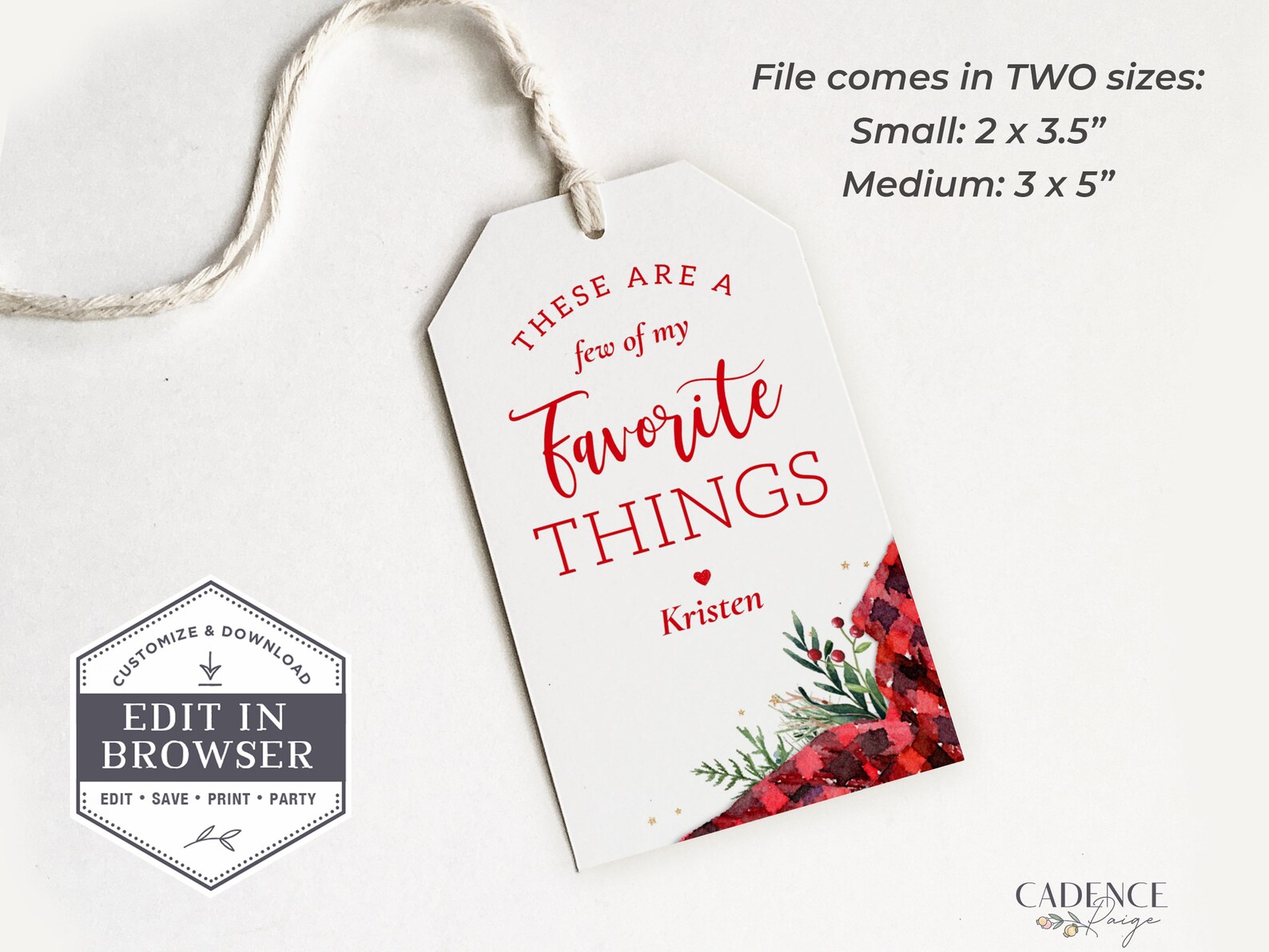 Favorite Things Gift Tag Favorite Things Favor Printable - Etsy