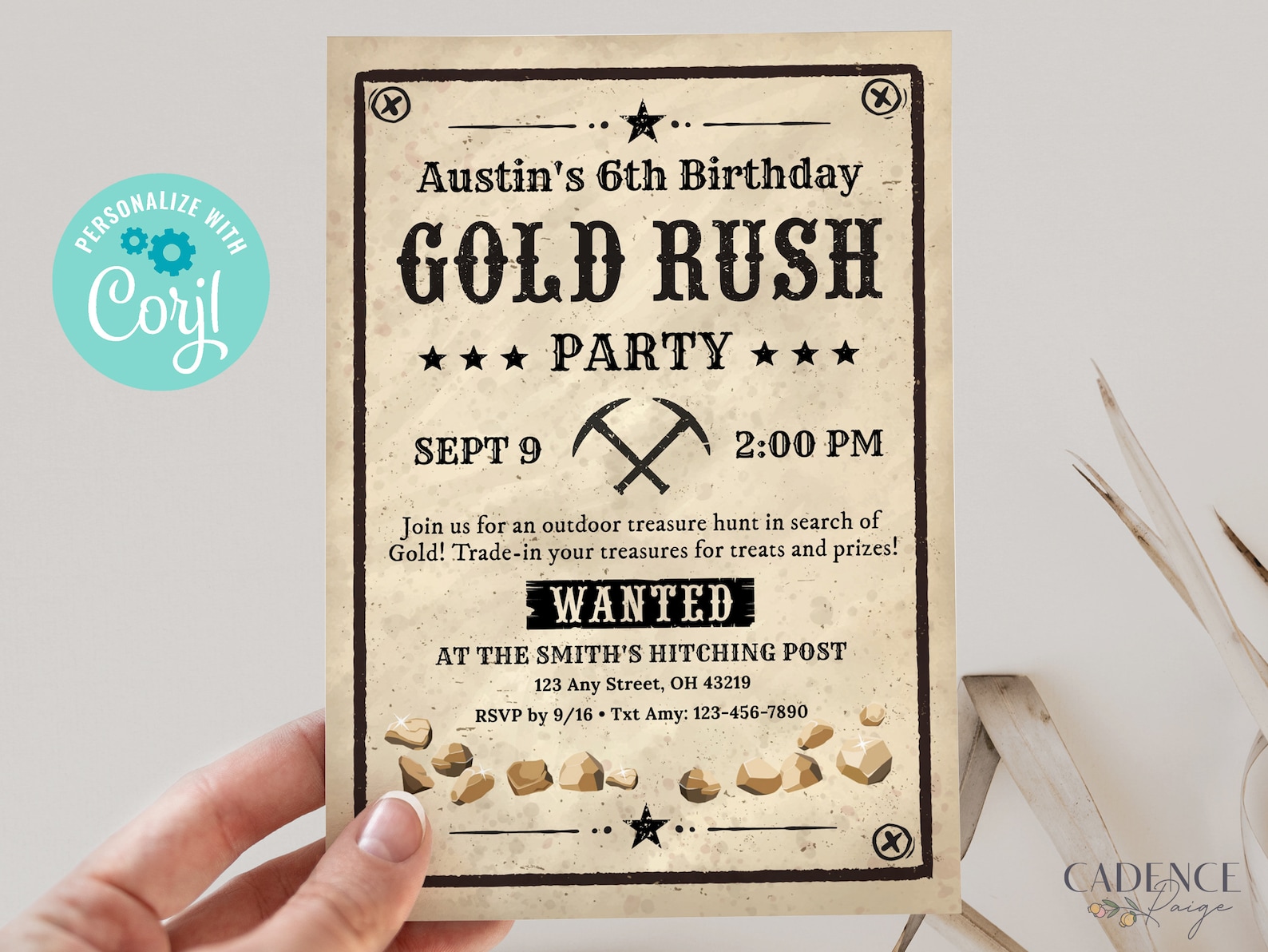 Golden Birthday Invitation Gold Rush Birthday Invite Unique - Etsy