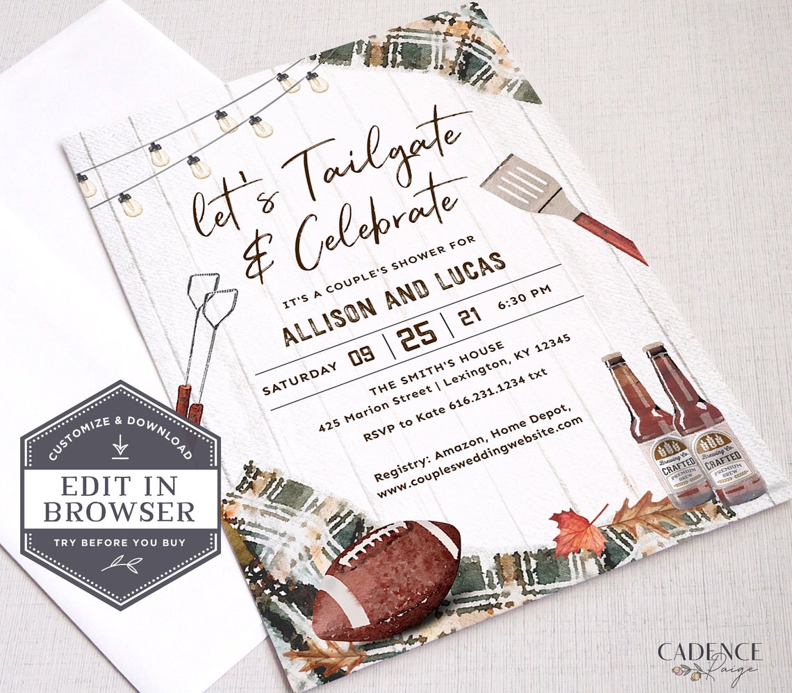 Tailgate and Celebrate Invite Football Party Invitation | Etsy