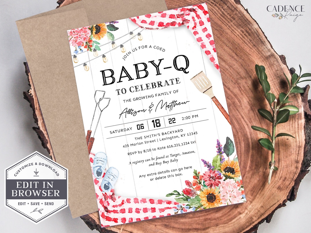 Baby-q Shower Invitation, BBQ Baby Shower Invitation, Baby Boy Shower ...