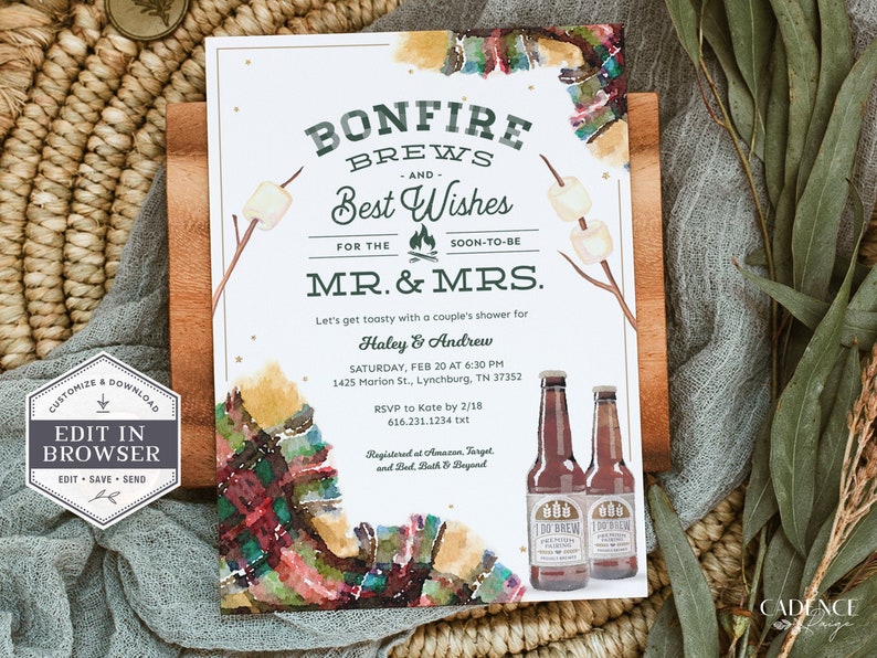 Bonfire and Brews Invitation Bonfire Couples Shower | Etsy