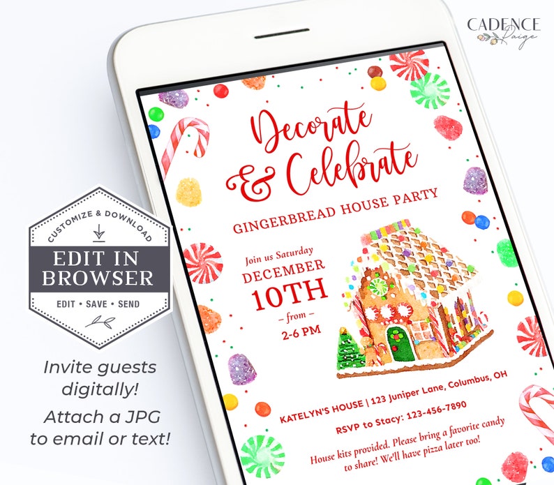 Gingerbread House Party Invitation Fun Holiday Party - Etsy