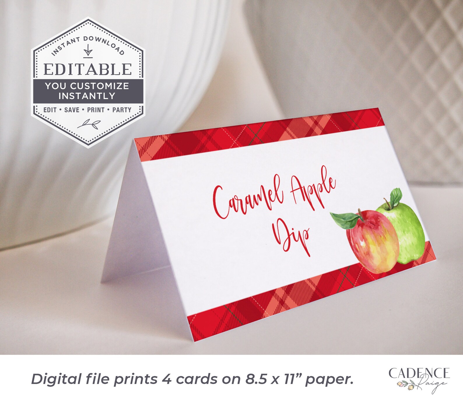 Apple Party Food Signs Apple Theme Place Cards Apple 1st | Etsy