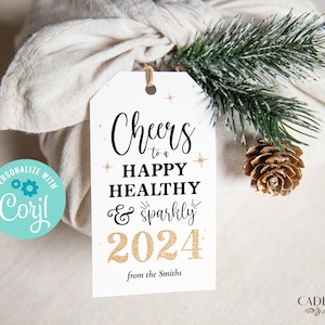 Happy New Year Gift Tag, Printable New Years Tag, Editable New Years ...