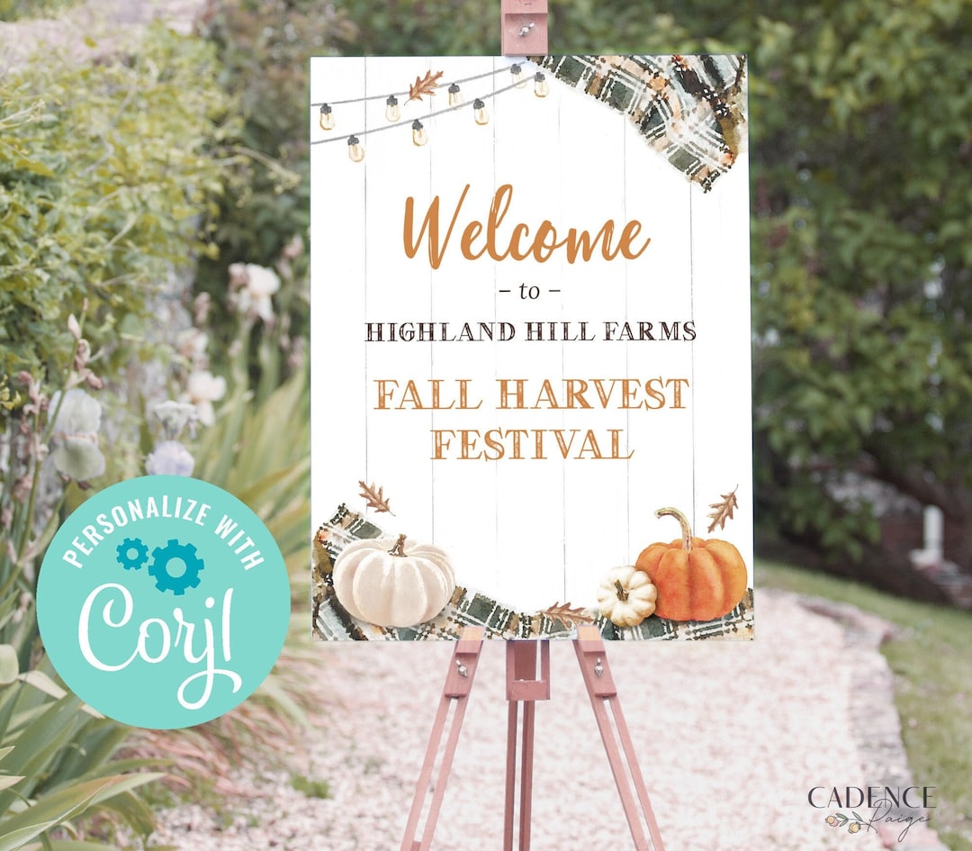 Fall Harvest Fest Welcome Sign Template, Fall Fest Welcome Sign, Autumn ...