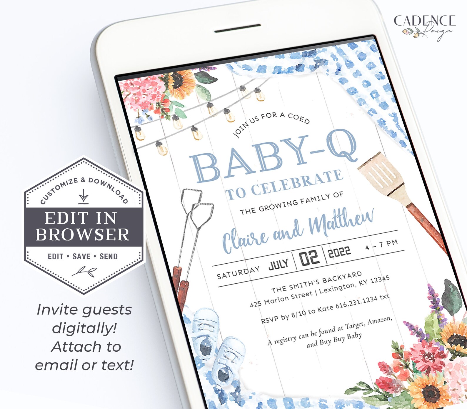 Light Blue Baby-q Shower Invitation, BBQ Couples Baby Shower Invite ...