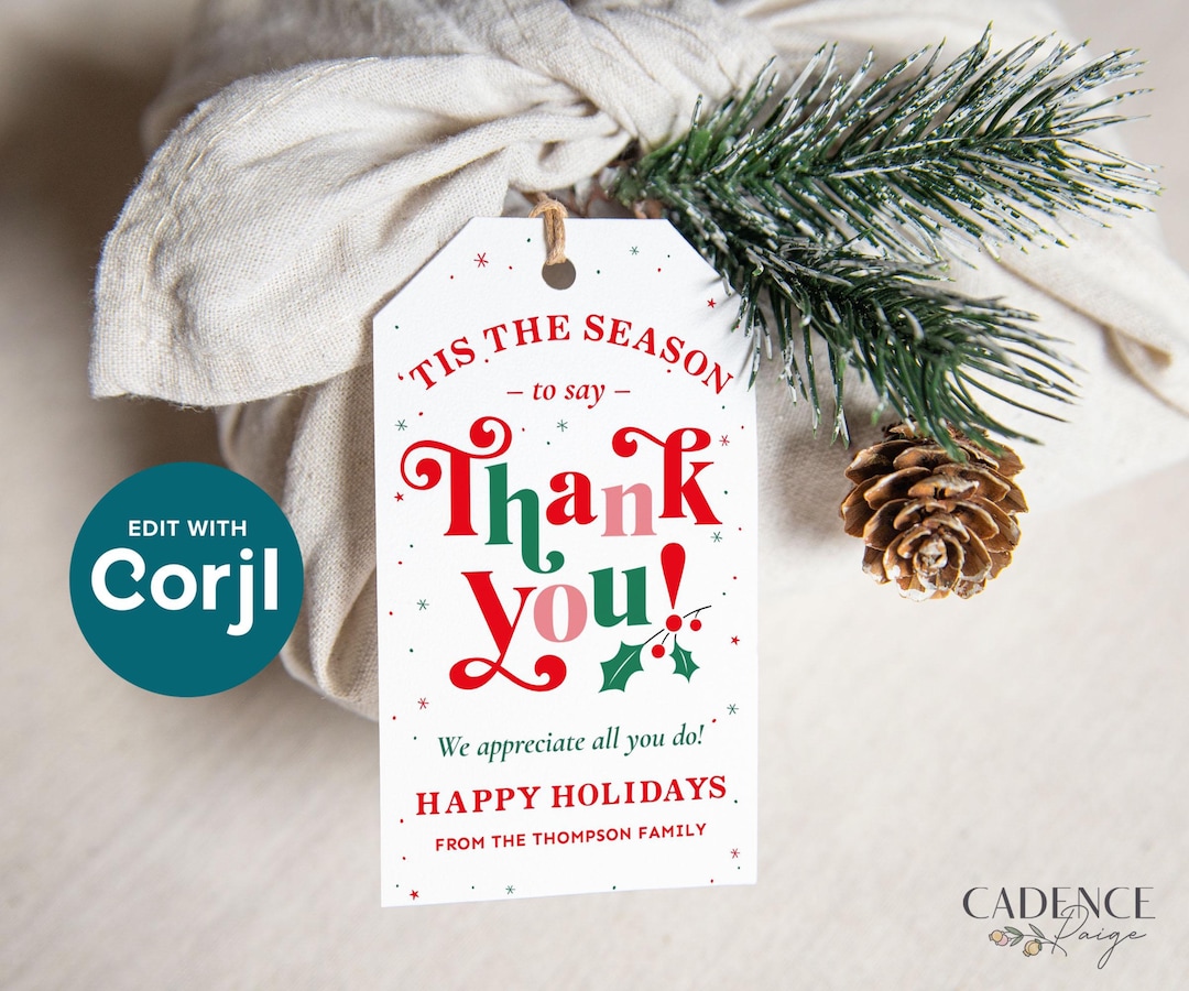 Printable Teacher Christmas Gift Tags, Thank You Tags for Teacher Gift ...