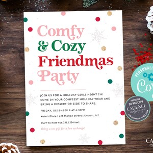Friendmas Party Invitation, Christmas PJ Party Invitation, Girls Night ...
