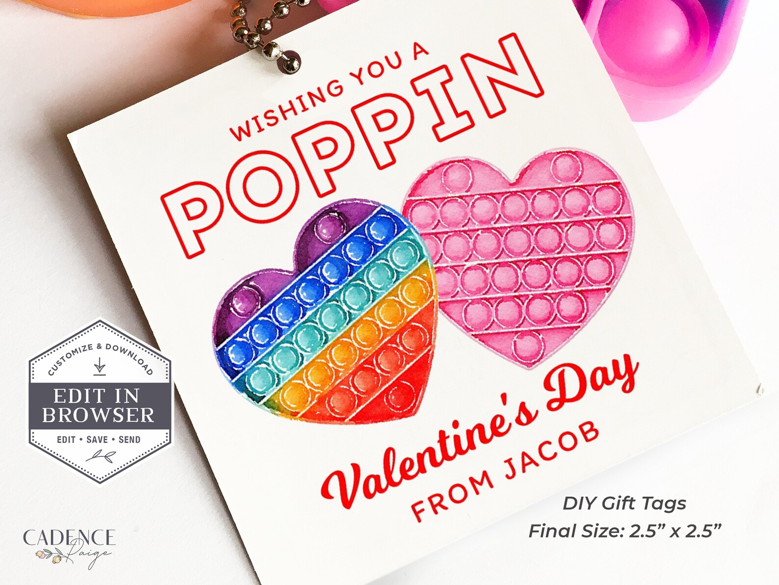 Valentine's Day Pop It Tags Class Valentine Tags | Etsy