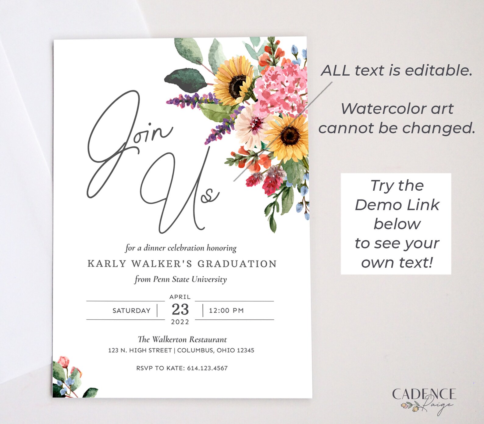 Join Us for Dinner Invitation College Graduation Dinner - Etsy