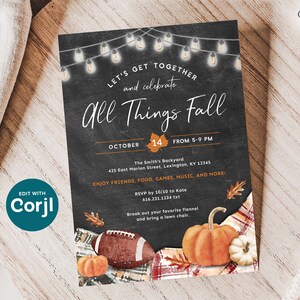 Fall Party Invitation, Football Fall Block Party Invitation ...