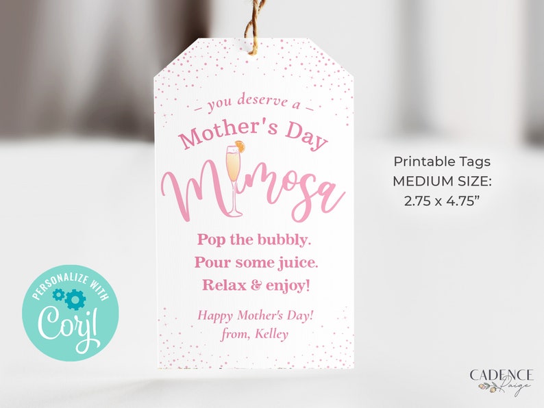 Mimosa Mother's Day Gift Tag, Mothers Day Mom-osa Gift for Friends ...