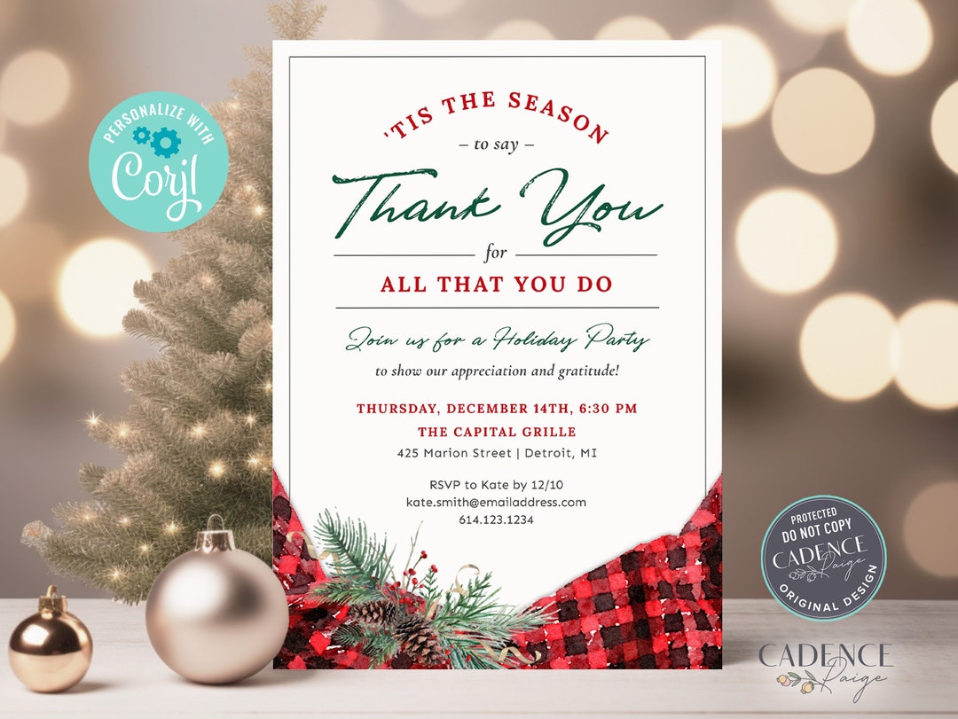 Company Holiday Party Invitation, Client Appreciation Invite, Company ...