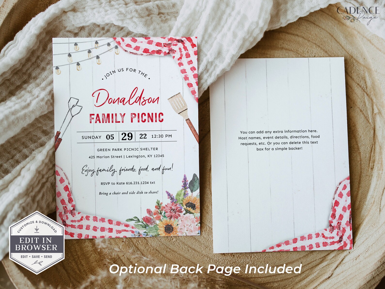 Family Reunion Invitation, Summer BBQ Invitation, Family Picnic ...