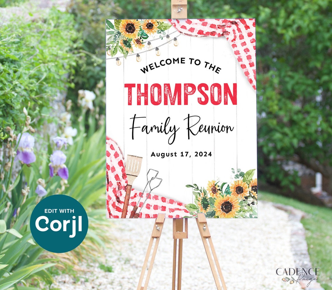 Family Reunion Welcome Sign Family Reunion BBQ Sign Family Picnic Sign ...