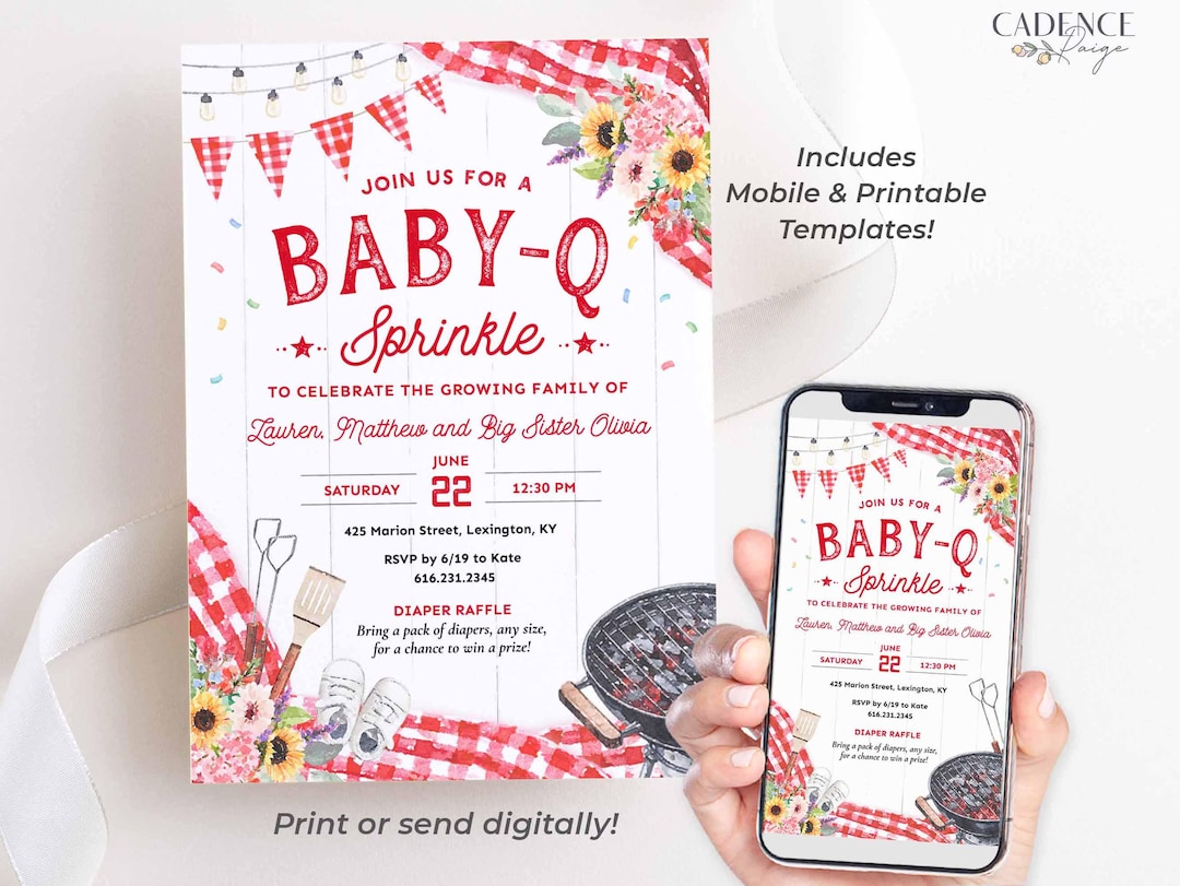 Baby-q Sprinkle Invitation: BBQ Theme, Gender Neutral (digital DIY) - Etsy