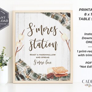 8 X 10 S'mores Sign, S'mores Station Sign, Smores Bar, Printable S ...